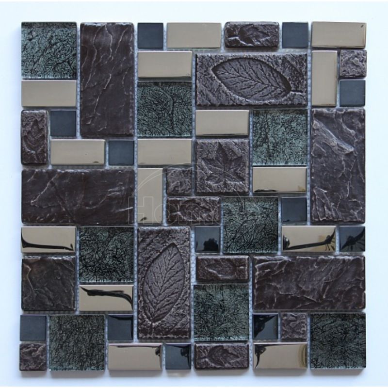 art glass mosaic tile,leaf mosaic tile,textured glass tile