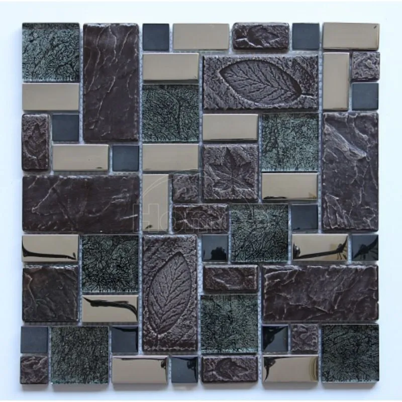 art glass mosaic tile,leaf mosaic tile,textured glass tile