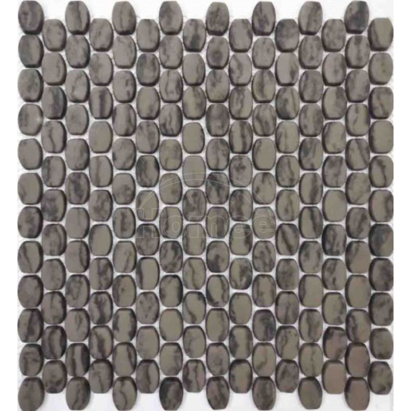 oval mosaic tile,grey black tile,black mosaic tile