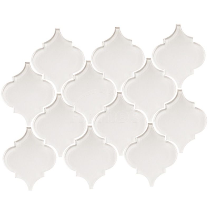 white glossy arabesque tile,white pattern tile
