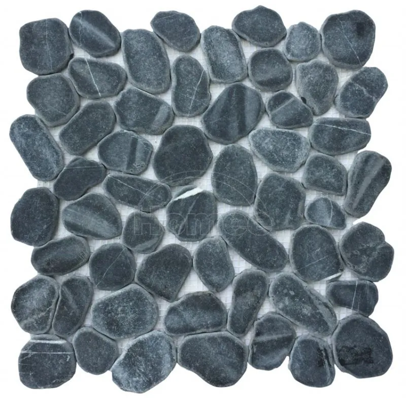 black pebble stone,mesh mounted tile