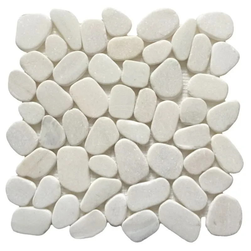 white pebble tile,mesh mounted tile,white stone tile