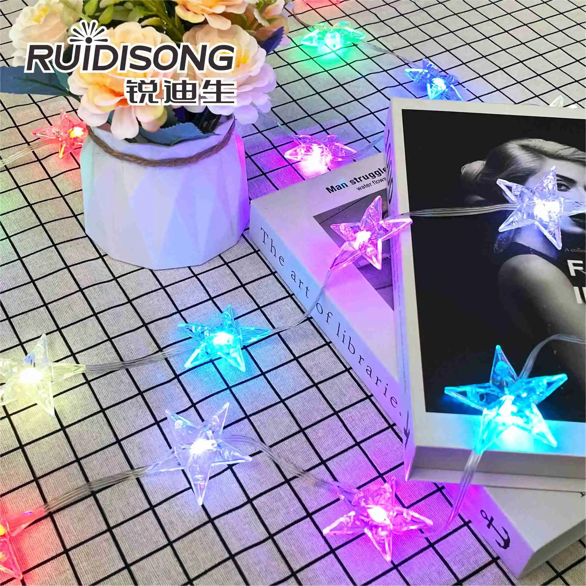 Transparent giant star String Light, colored lights atmosphere lights