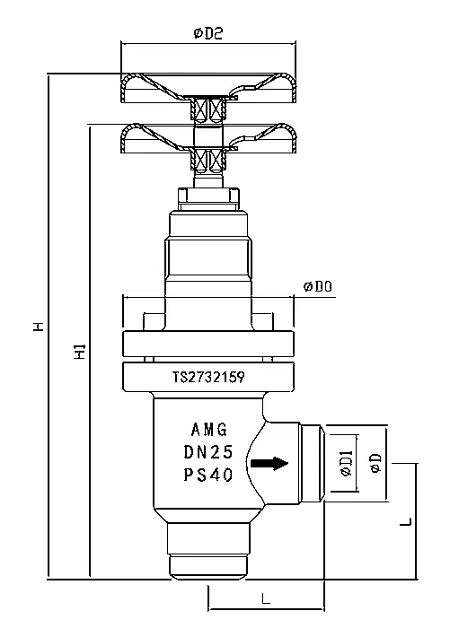 Right Angle Stop Valve, Shut Off Valve, Industrial Refrigeration Valve
