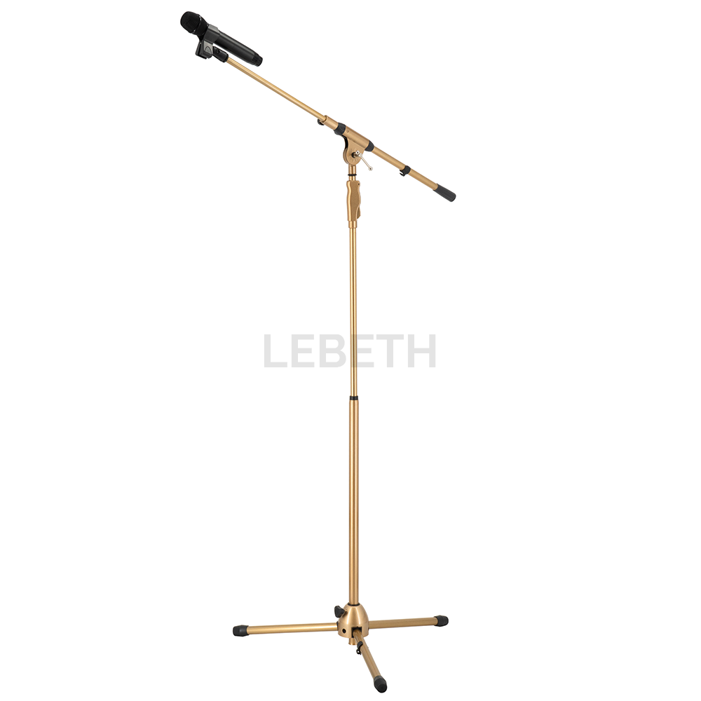 "Metal Foldable Microphone Stand - Adjustable Golden Microphone Stand"