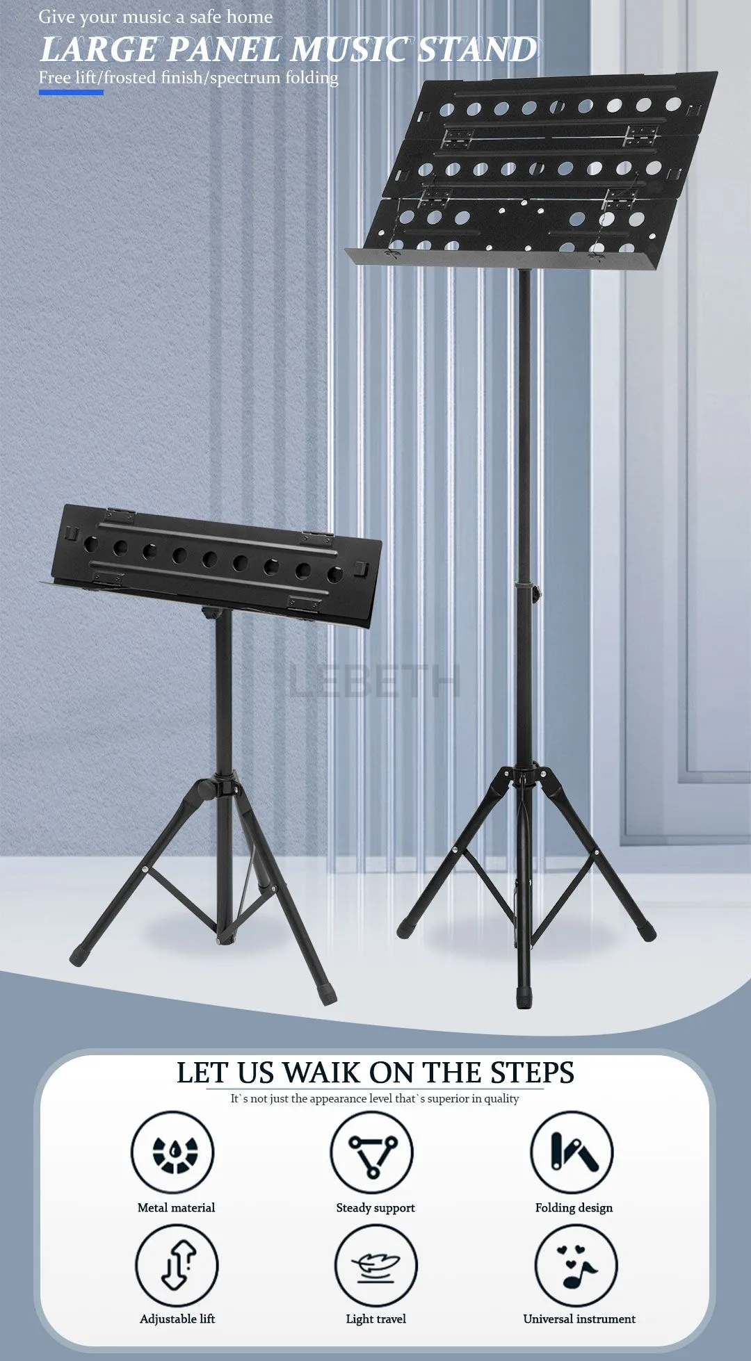 MS-D7 Popular Adjustable Big Metal Music Sheet Stand