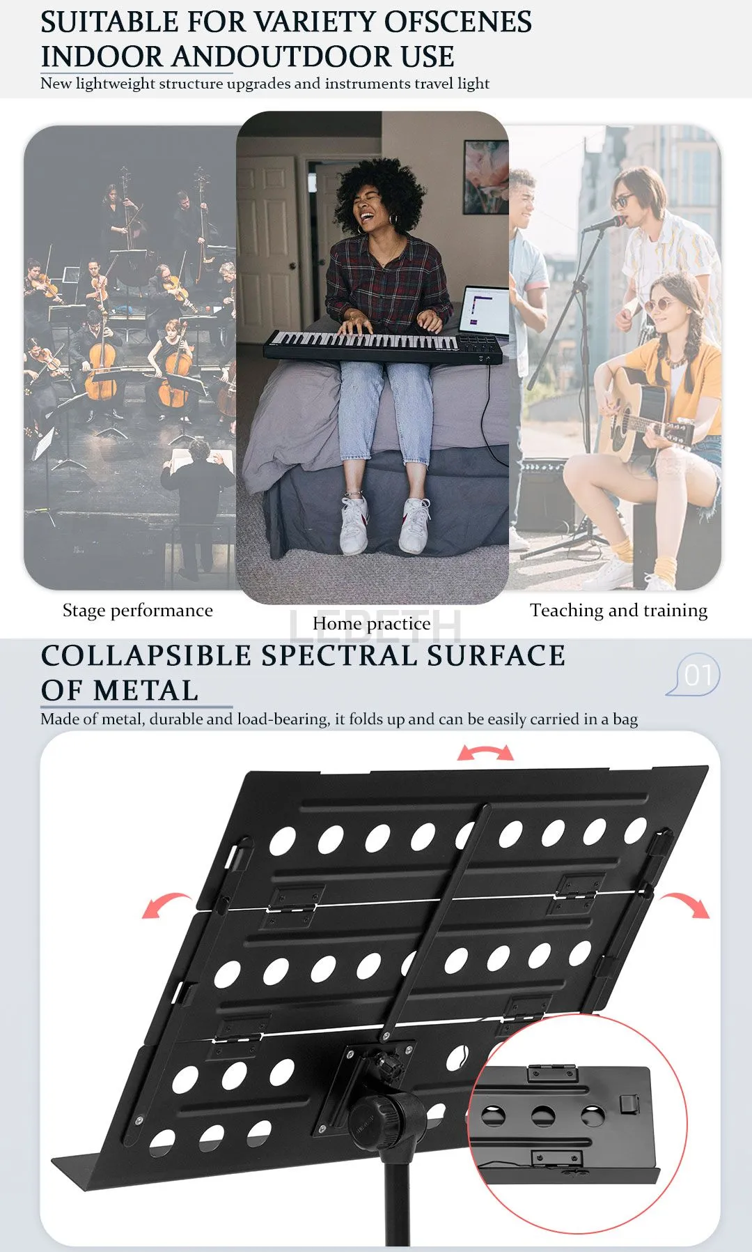 MS-D7 Popular Adjustable Big Metal Music Sheet Stand