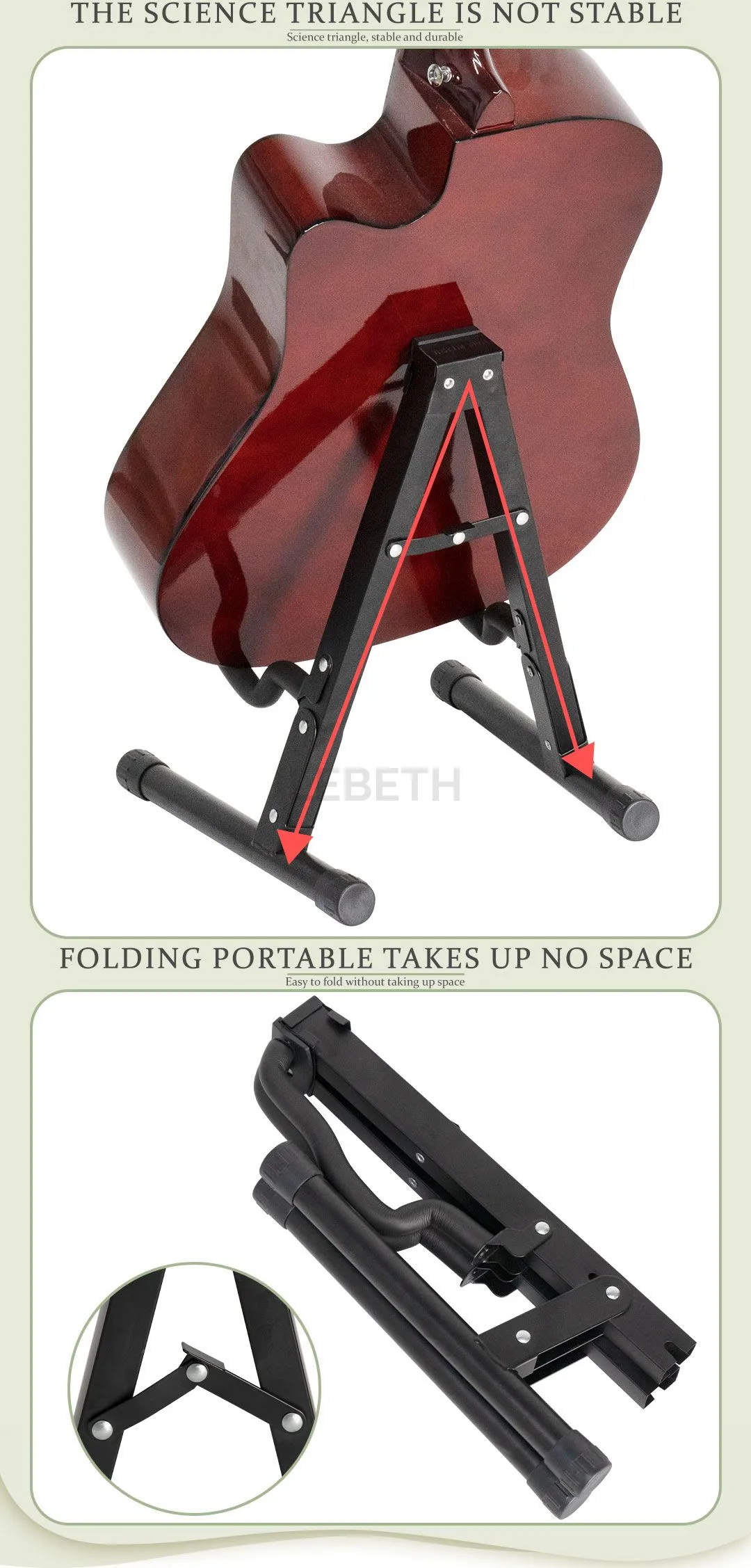 Adjustable Folding A Shape Guitar Stand