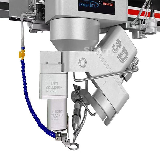 Sharpjet waterjet, 5 axis 3D cutting head, tilt cutting