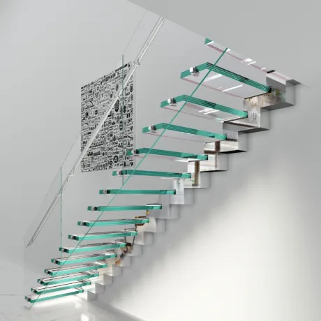 Glass Floating Stair With LED Light - SmartArt