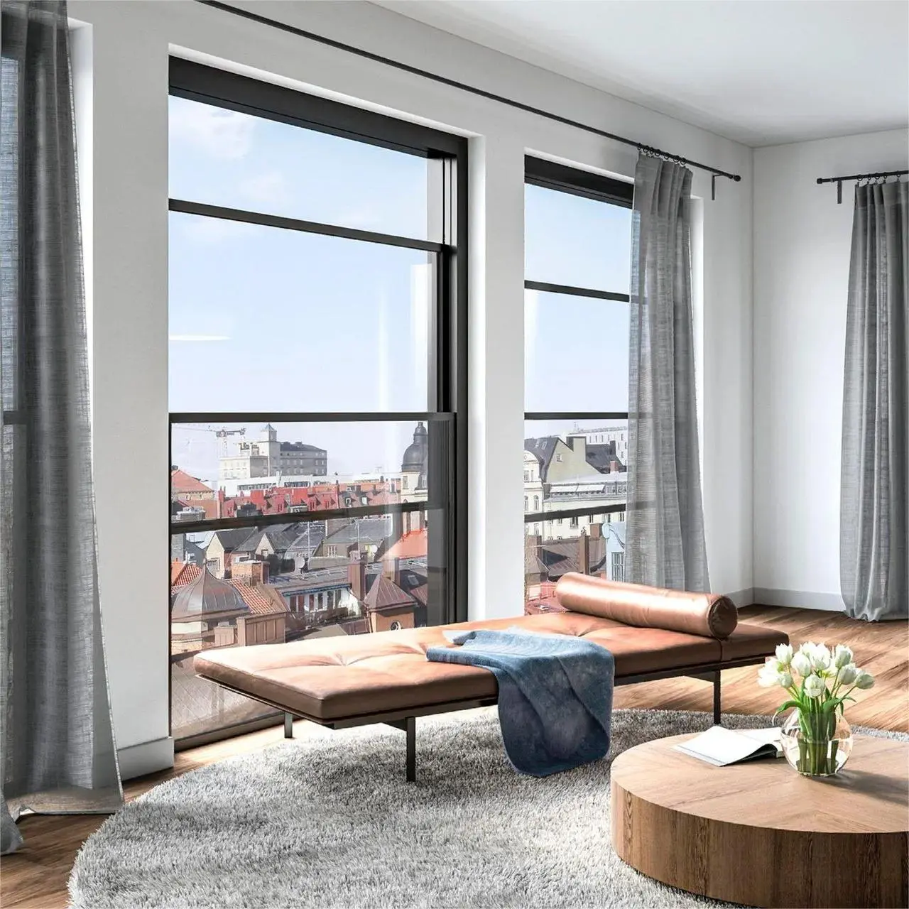 How do motorized lift windows affect the overall aesthetic of a room