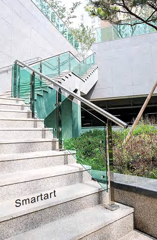 What are the design styles of Smartart stainless steel glass railings
