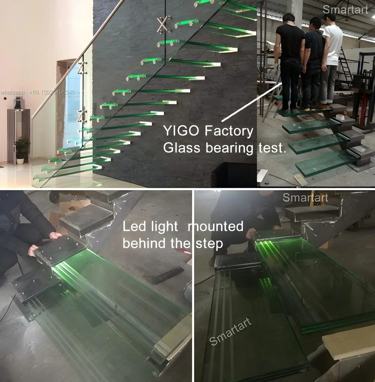 Glass Floating Stair With LED Light - SmartArt