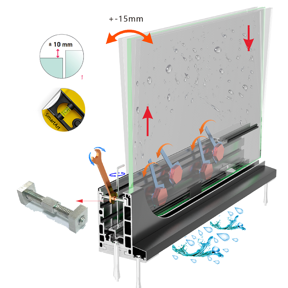 Adjustable Style Frameless Railing - SmartArt