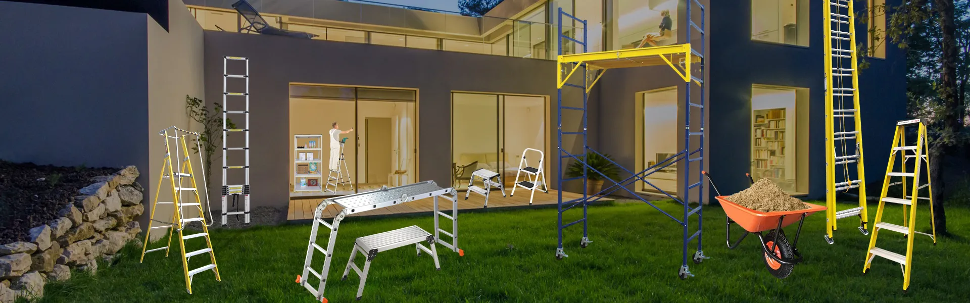Fiberglass Ladders, Steel Ladders, Scaffoldings, Fasteners Wholesale