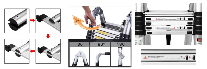 Light weight with hight adjustable aluminum telescopic ladder