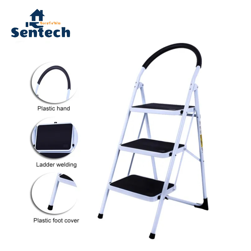 Portable step ladder with sponge on handrail