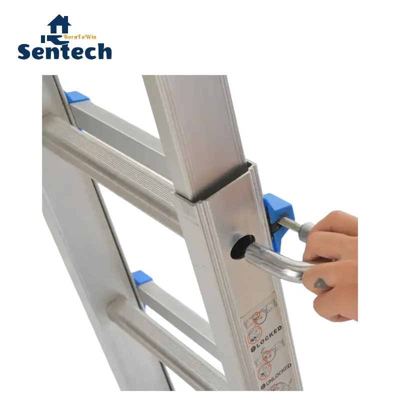 En standard aluminum multi-purpose ladder