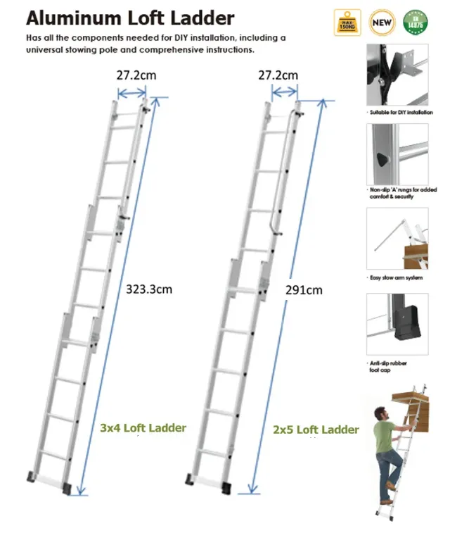 Aluminum 3 sections Loft Ladder