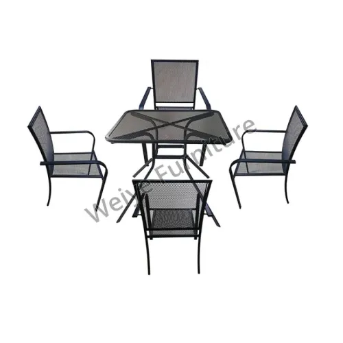 Outdoor Patio Metal Mesh Dining Table and Chairs