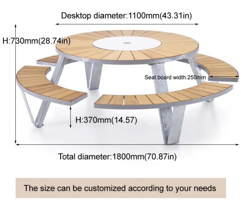 Customized Outdoor Commercial Wooden Bench Set