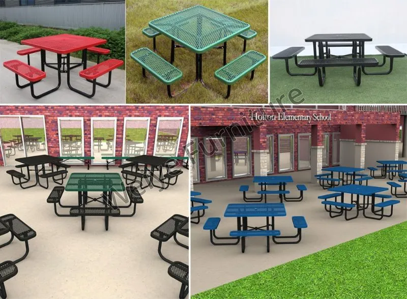 Heavy Duty Thermoplastic Coating Picnic Tables Round/Square