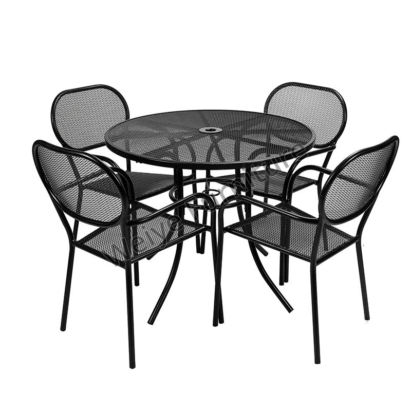 Outdoor Patio Metal Mesh Dining Table and Chairs