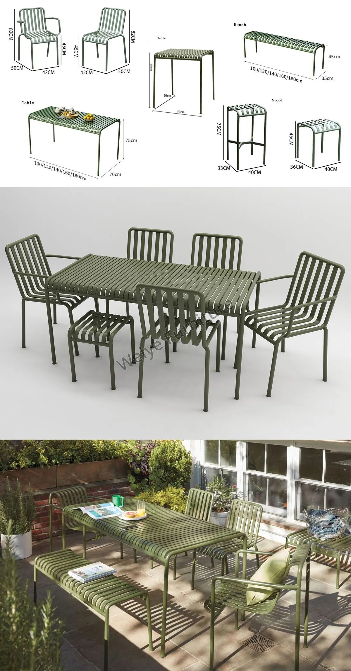 Outdoor Aluminum Patio Garden Furniture Table & Chairs