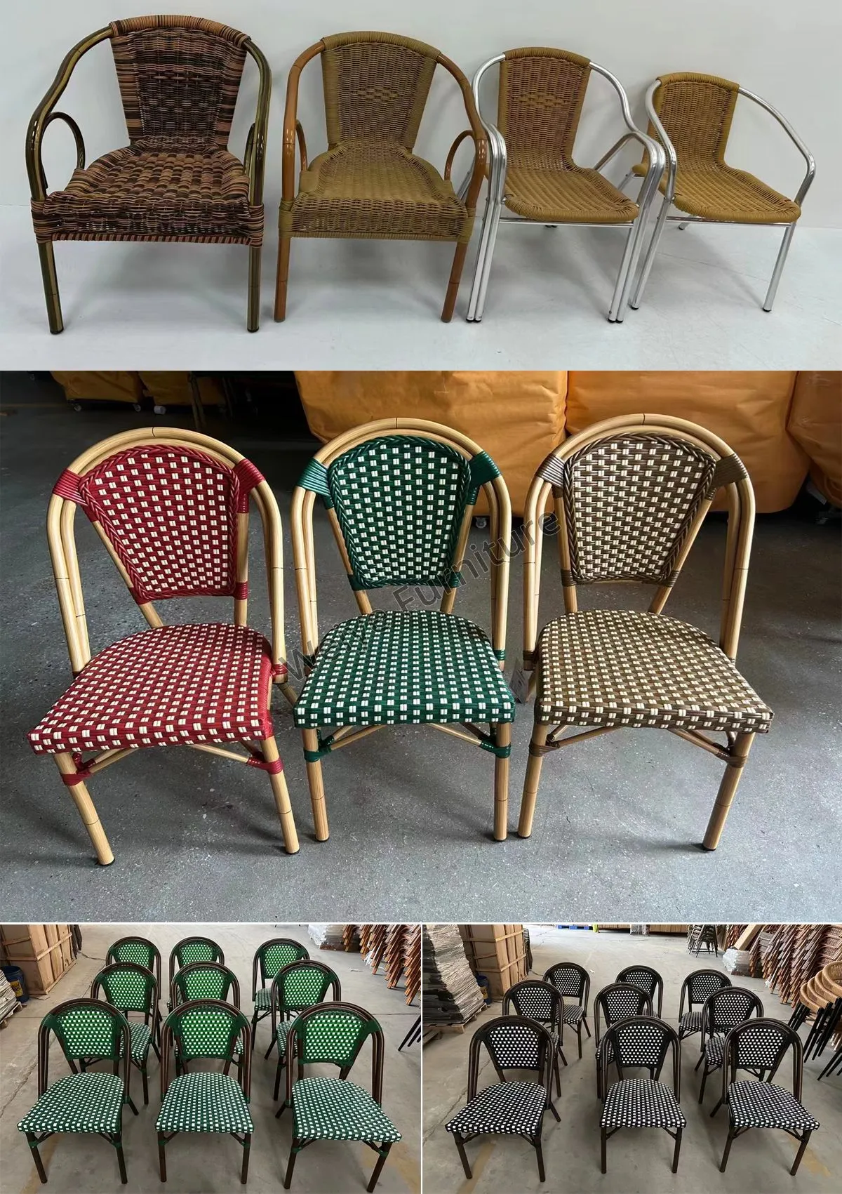 Outdoor Restaurant Stackable Wicker Dining Chairs