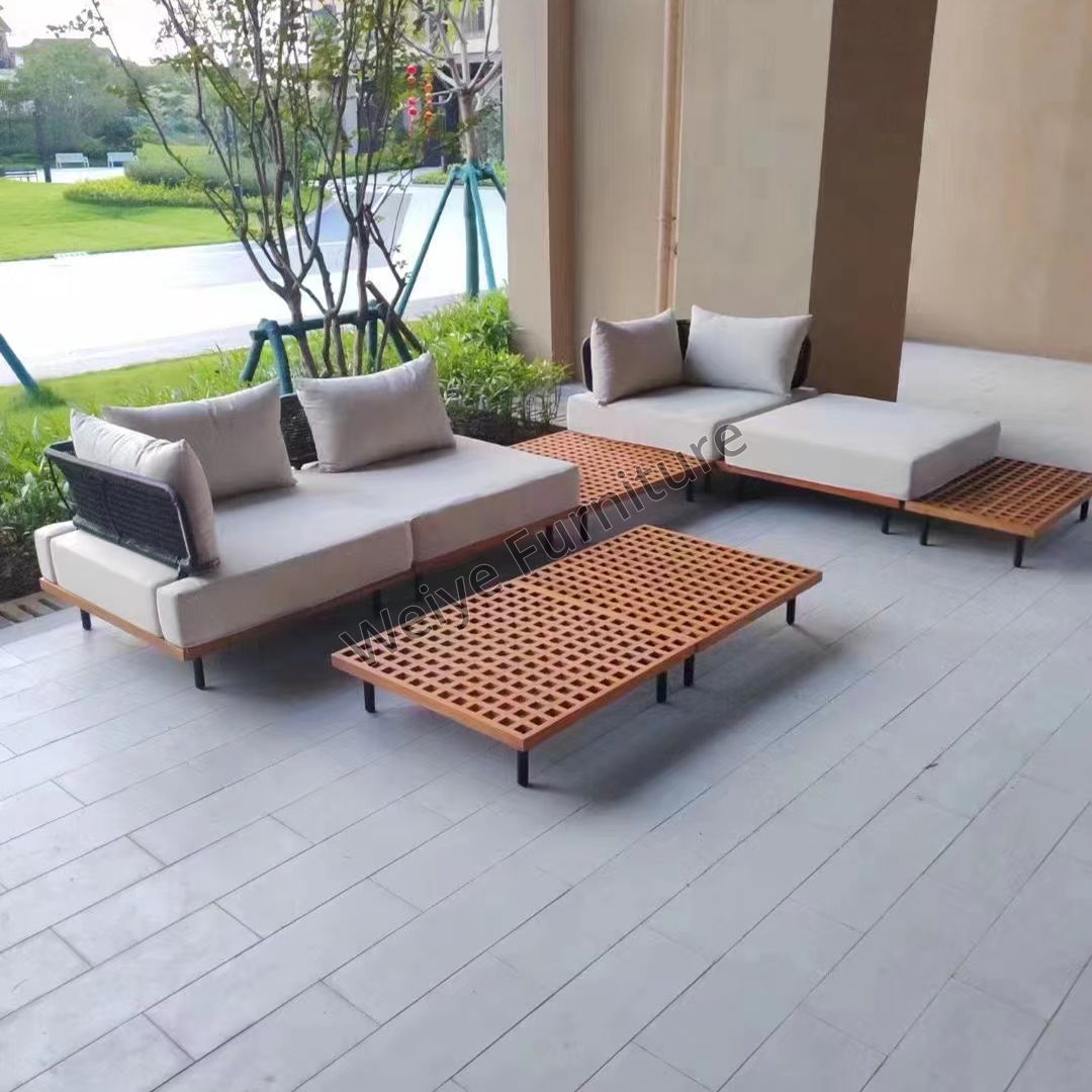 Modern Outdoor Hotel Woven Rope Lounge Sofa Set