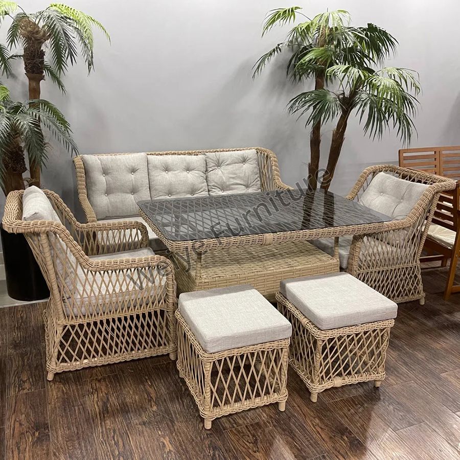 Custom Outdoor Furniture Rattan Garden Dining Sofa Set