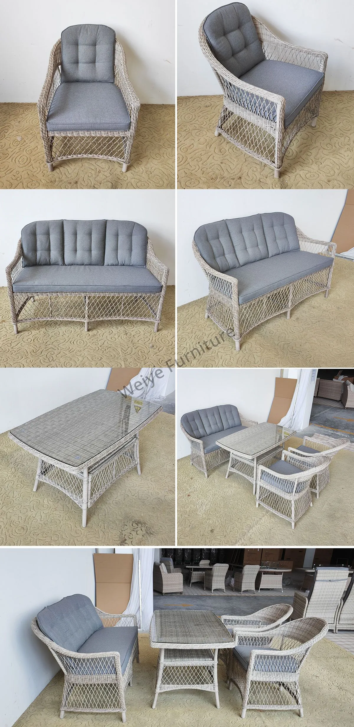 Custom Outdoor Furniture Rattan Garden Dining Sofa Set