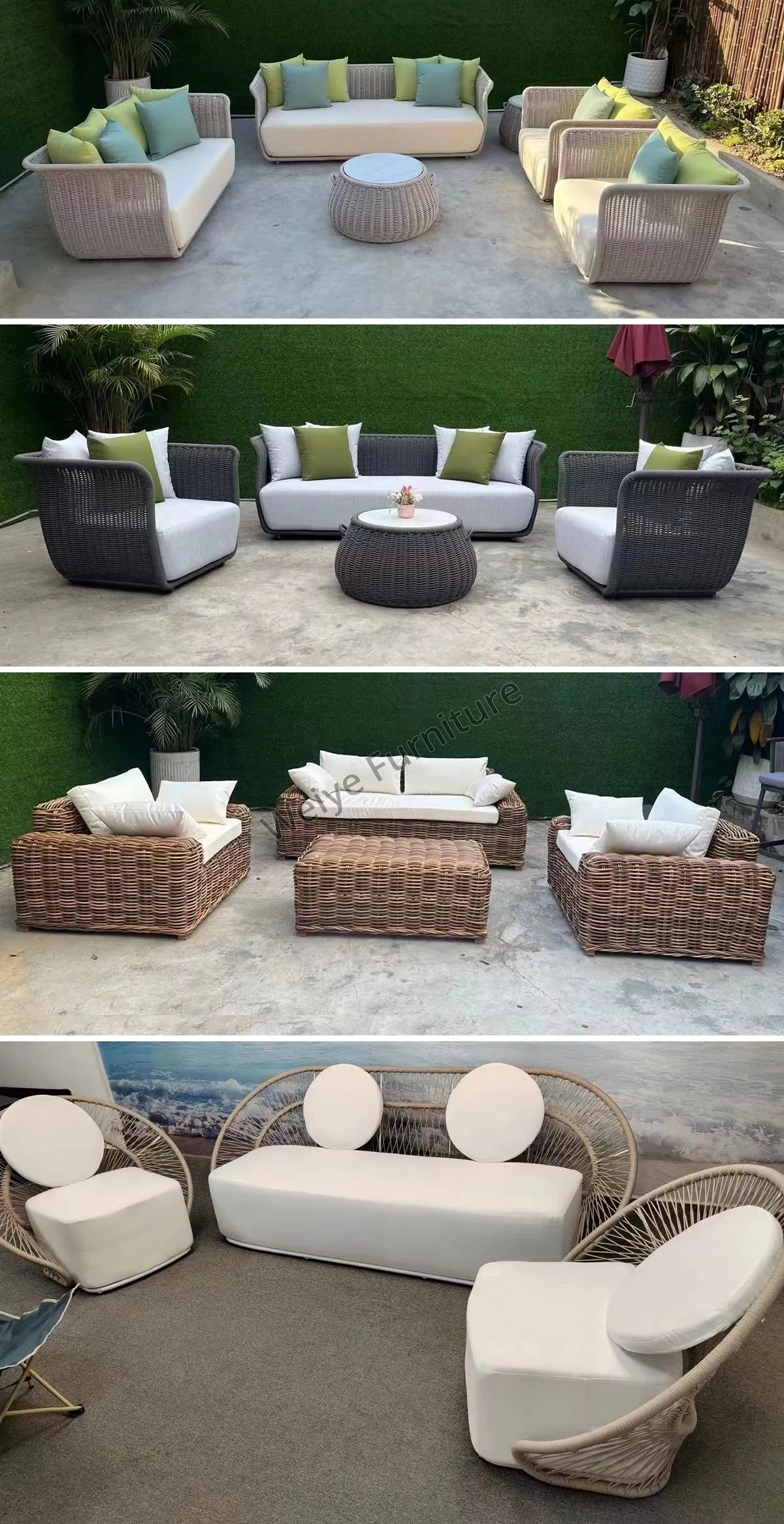 Custom Outdoor Furniture Rattan Garden Dining Sofa Set