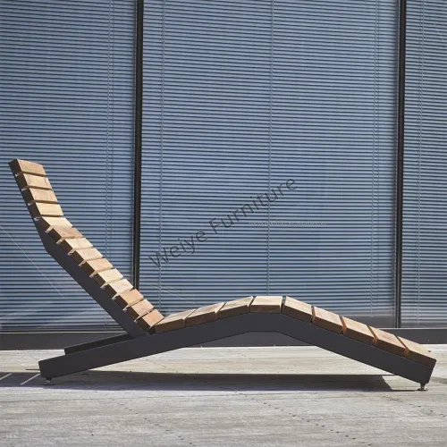 Metal Steel Wood Sunbed Outdoor Sun Lounger