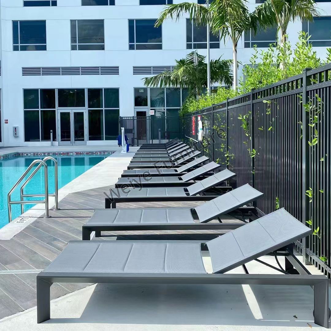 Outdoor Beach Patio Aluminum Frame Fabric Sun Bed