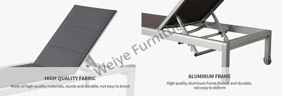 Outdoor Beach Patio Aluminum Frame Fabric Sun Bed