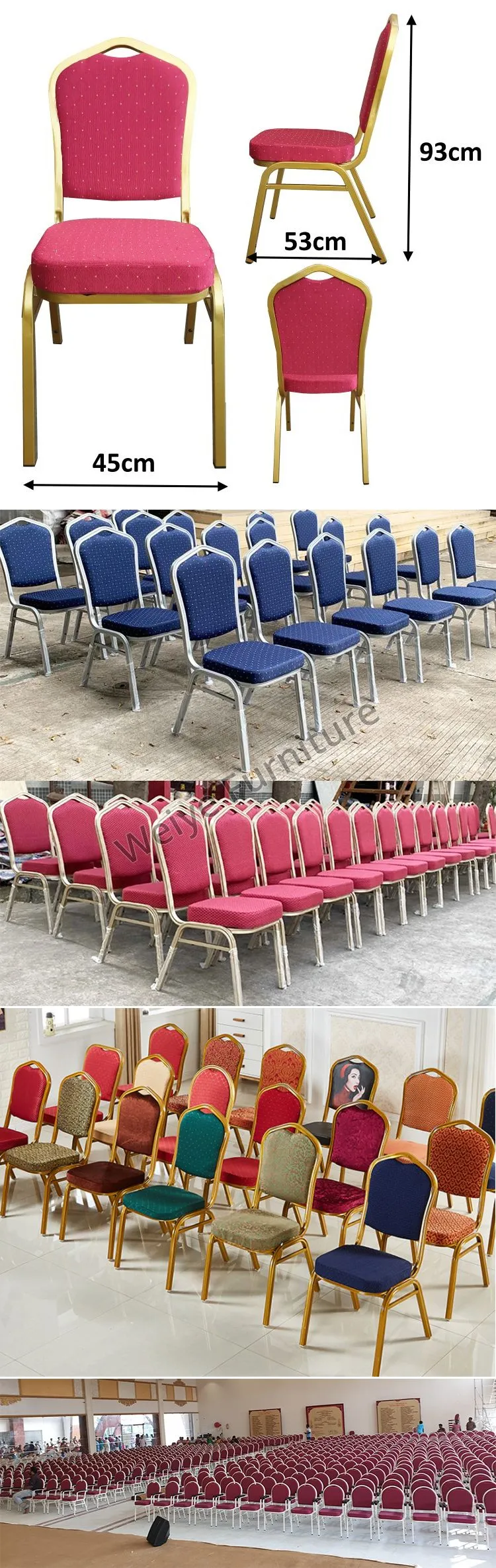 Stackable Rental Metal Iron Banquet Hotel Chairs