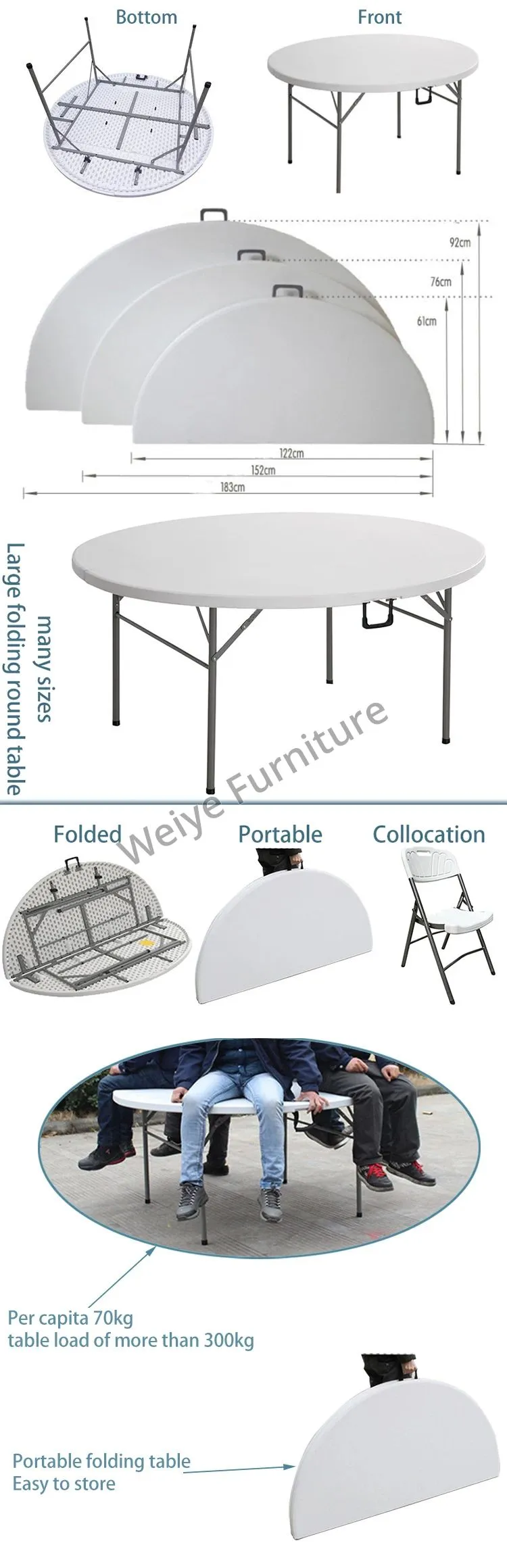 Outdoor Round Plastic Folding Table for Event/ Metting/ Banquet