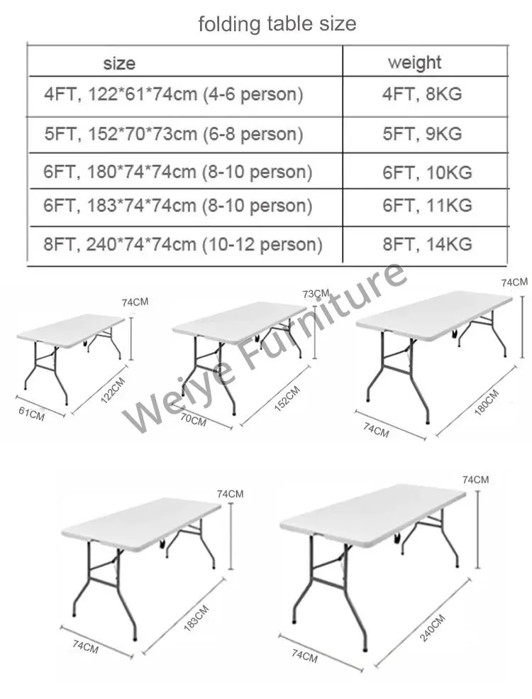 Outdoor Picnic Rectangular Plastic Folding Tables