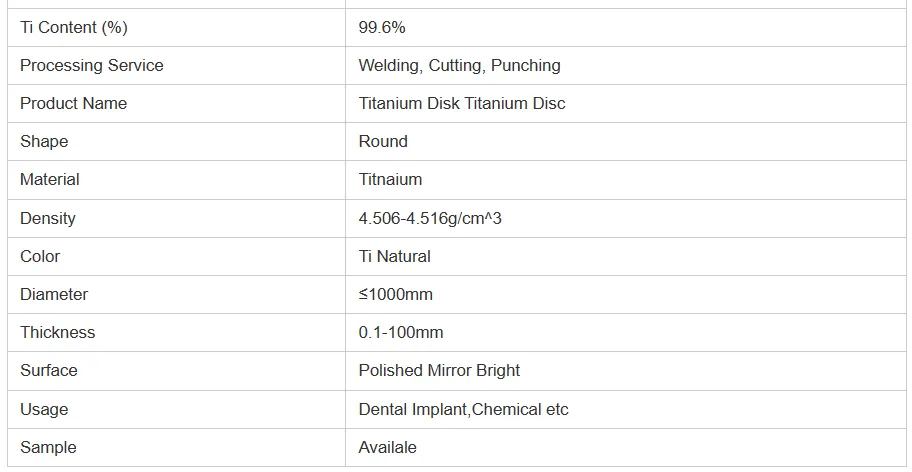 titanium disk Gr5 titanium disc