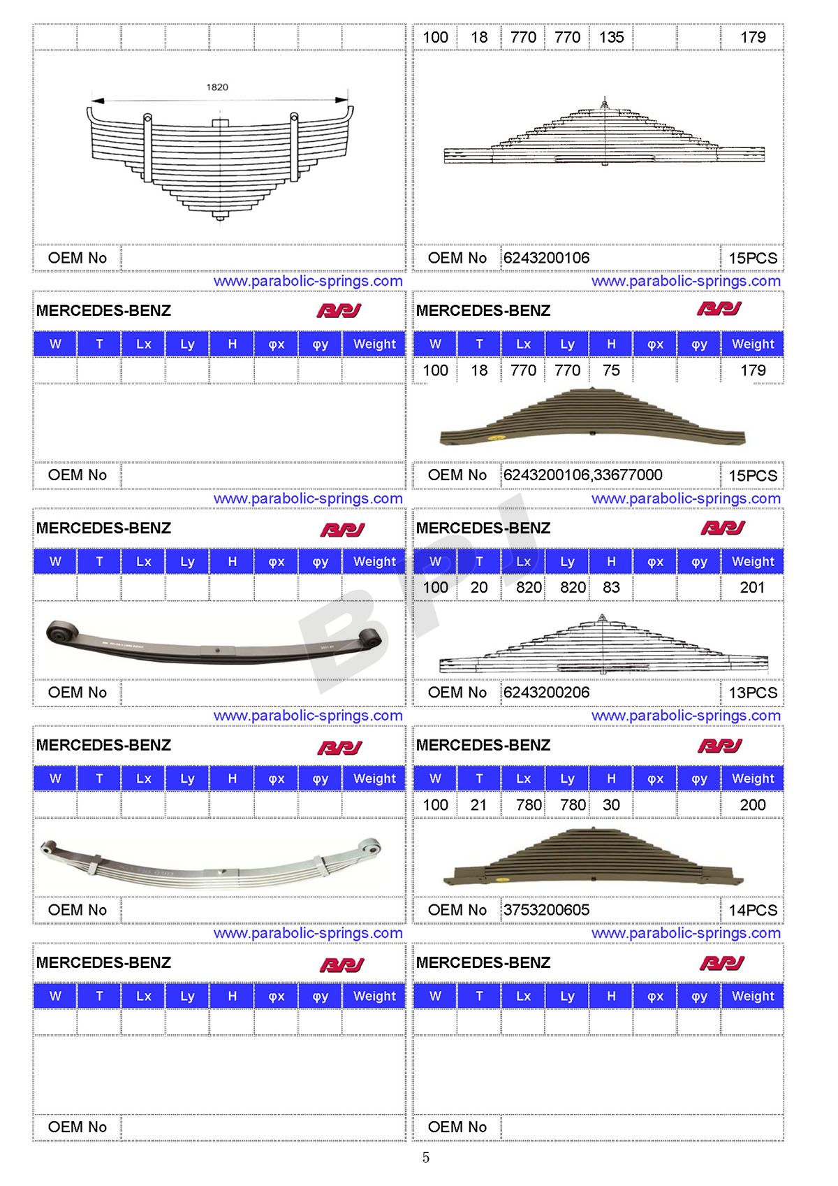 Leaf parabolic springs