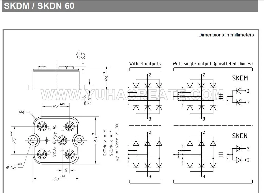 SKDN60/16A1, SKDM60/16A1, Rectifier, Diode, SKDN60/12A1, SKDM60/12A1