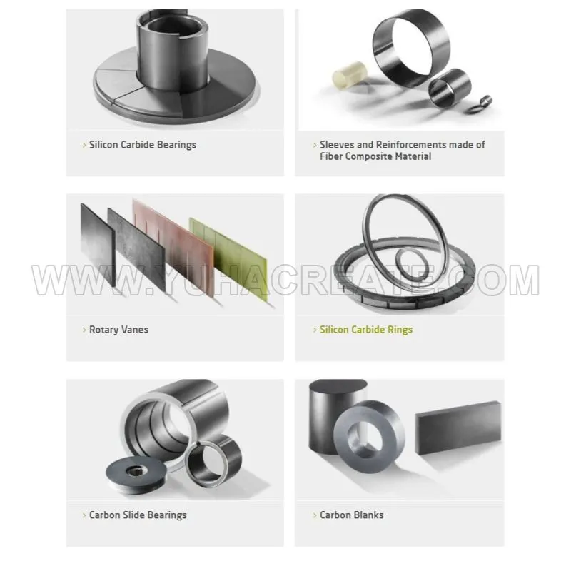 Carbon, seal rings, slide bearings, vanes, Sleeves, Pump Linings ...