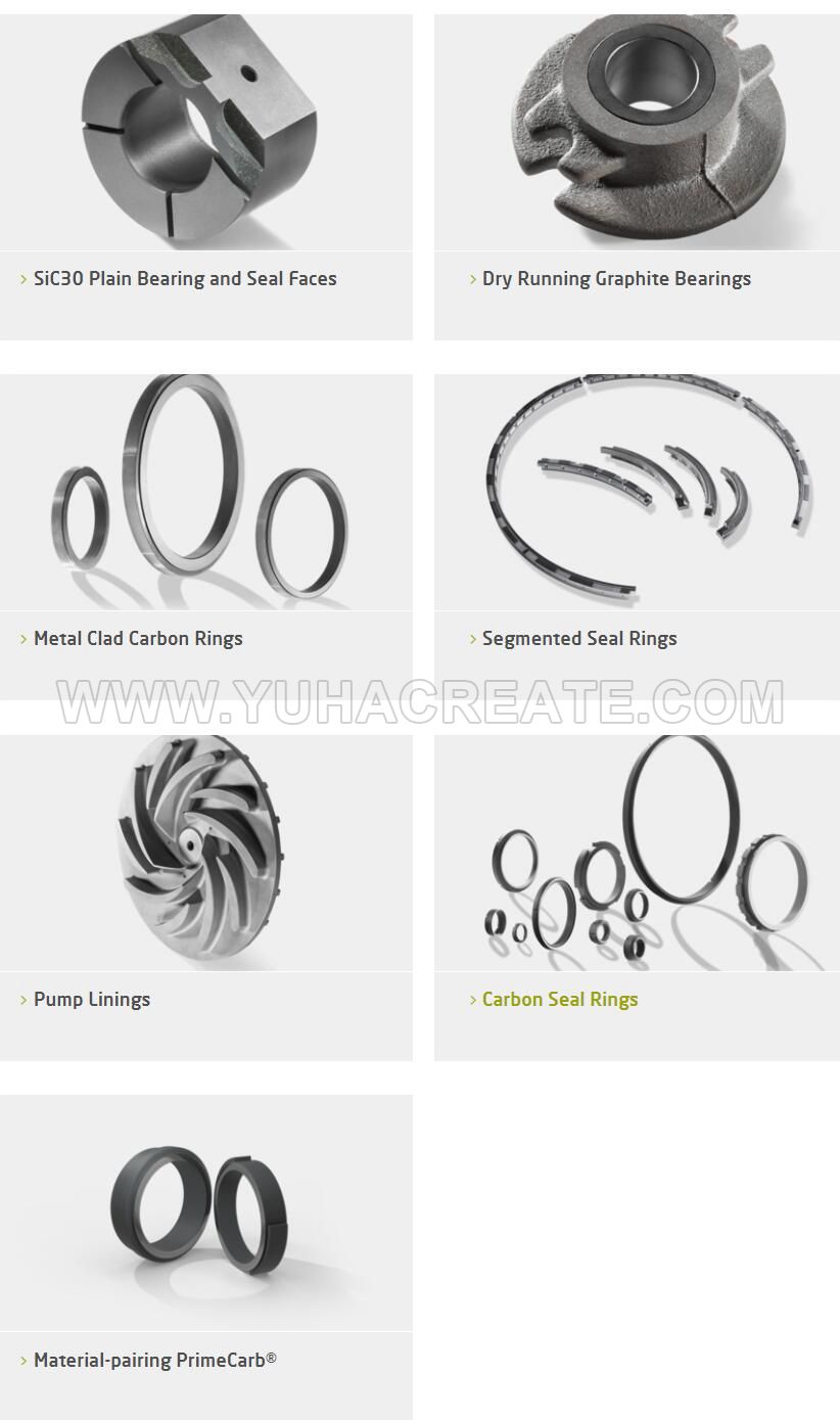 Carbon, seal rings, slide bearings, vanes, Sleeves, Pump Linings ...