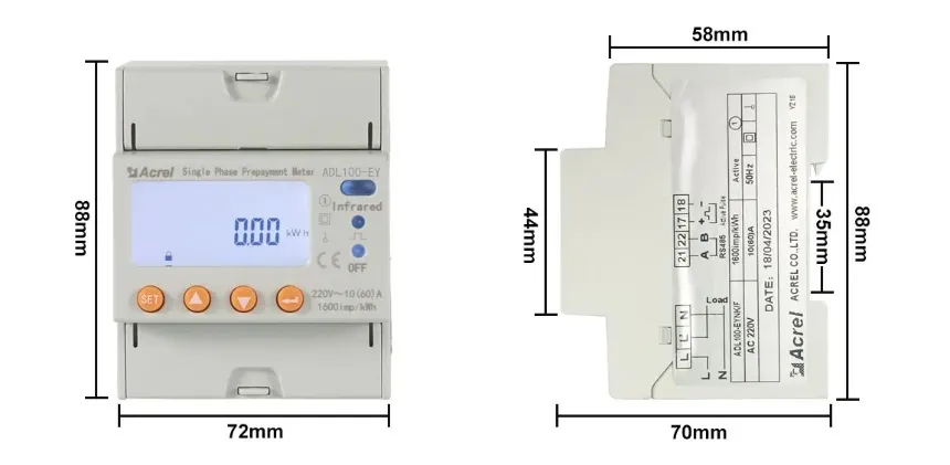 Single Phase Din Rail Energy Meter