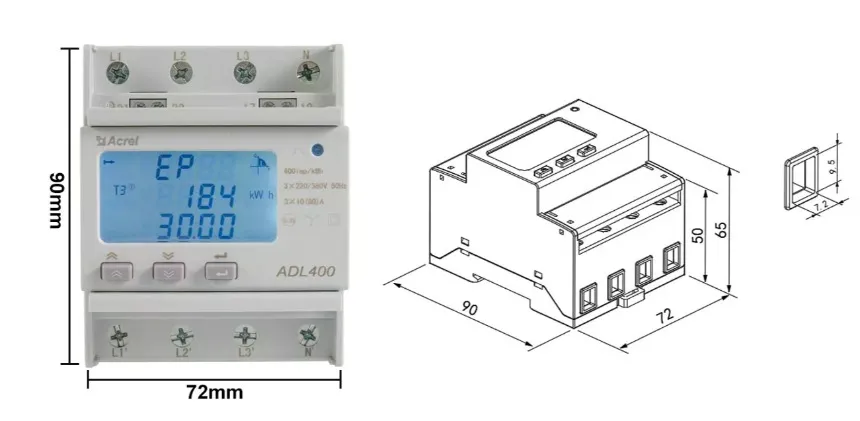 Three Phase Din Rail Energy Meter