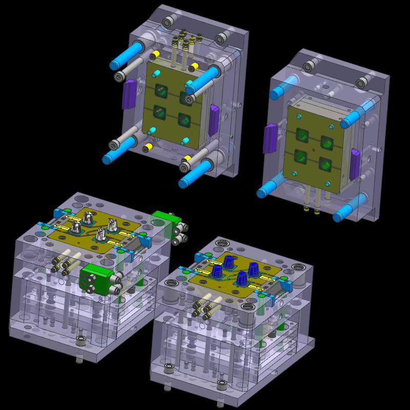 Auto two-color button injection mold