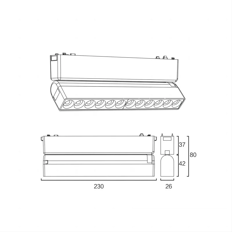 Magnetic Track Folding Spotlight - 12W