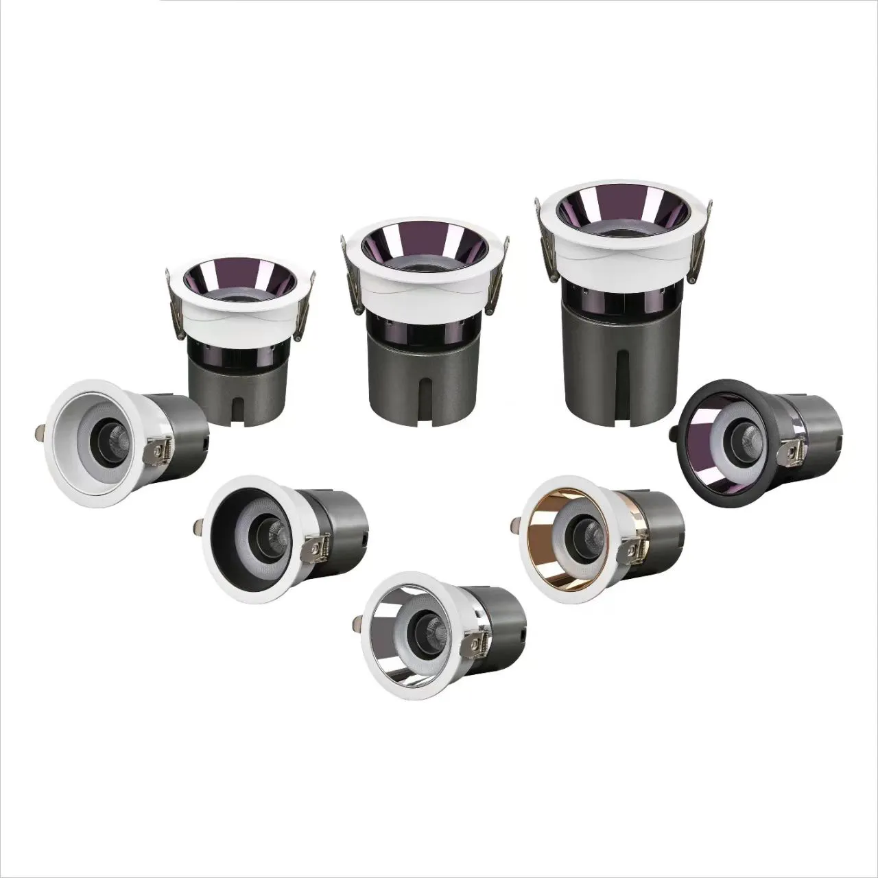 Recessed downlight integrated with spotlights