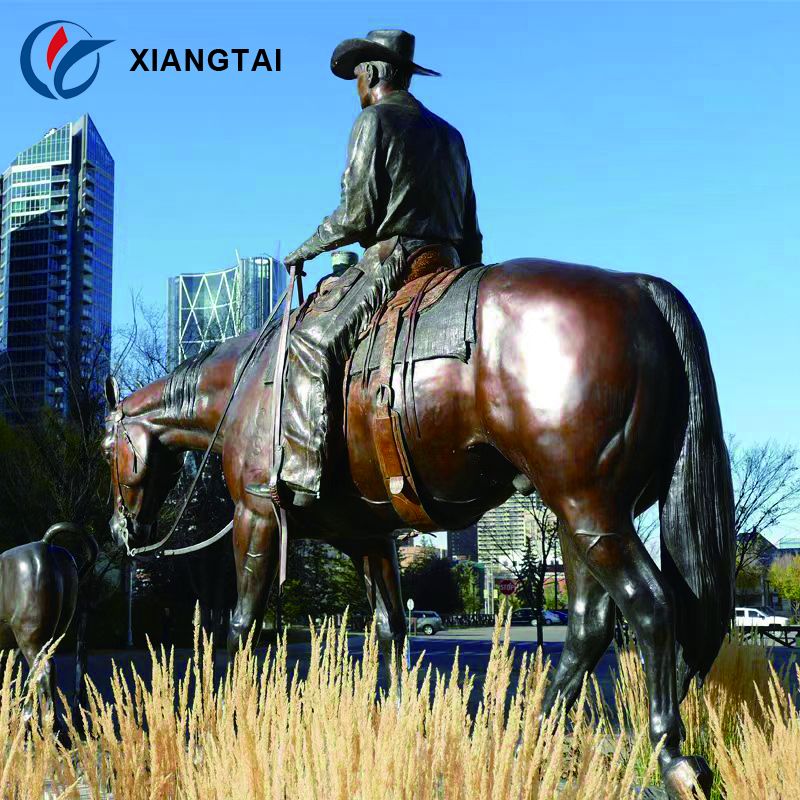 Horse riding statue, horse rider sculpture, large